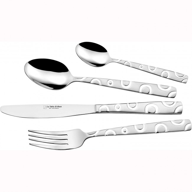 24 pieces cutlery set 18/10 stainless steel - with circle patterns ...