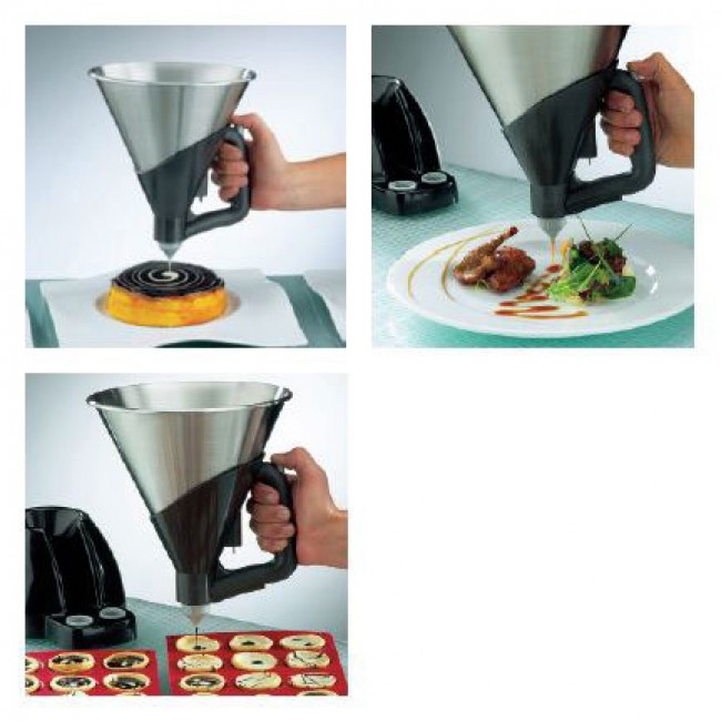 Automatic portionner / piston funnel 2 l with base and nozzles - Lacor